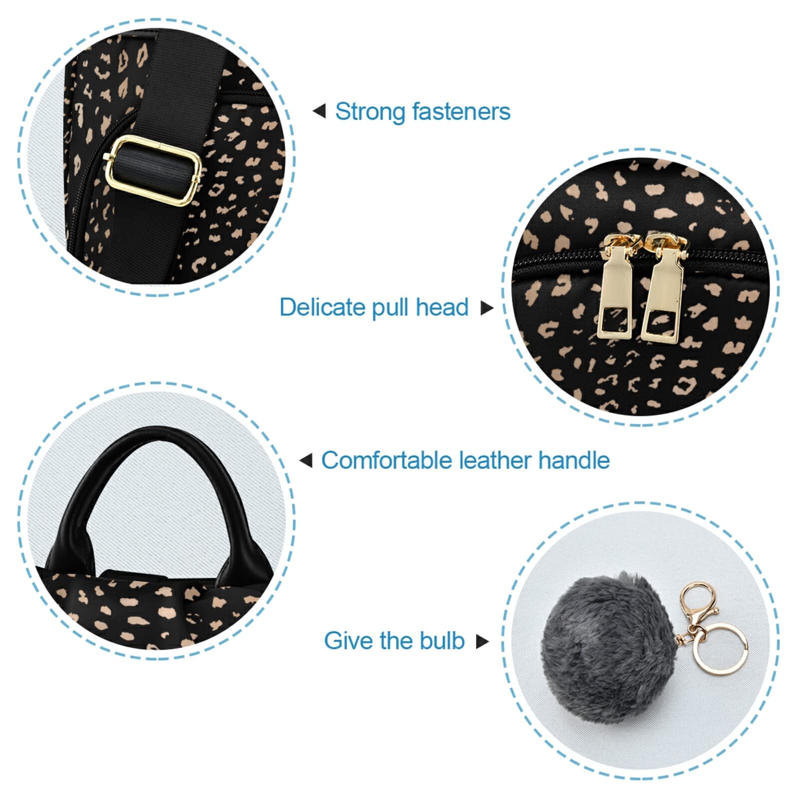 ALAZA Gold Leopard Spot on Black Large Women's Fashion Casual Backpack Purse Shoulder Travel Bag
