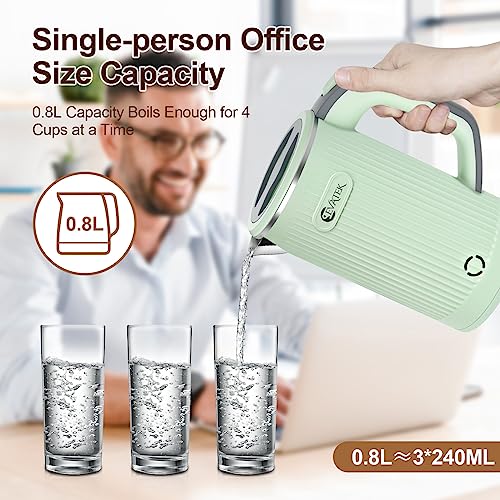 EVATEK Small Electric Kettle, 600W Mini Portable Tea Kettle, Travel Stainless Steel Interior Hot Water Boiler, Auto Shut-Off & No Base, Gift for Camping, Office, Student Dormitory