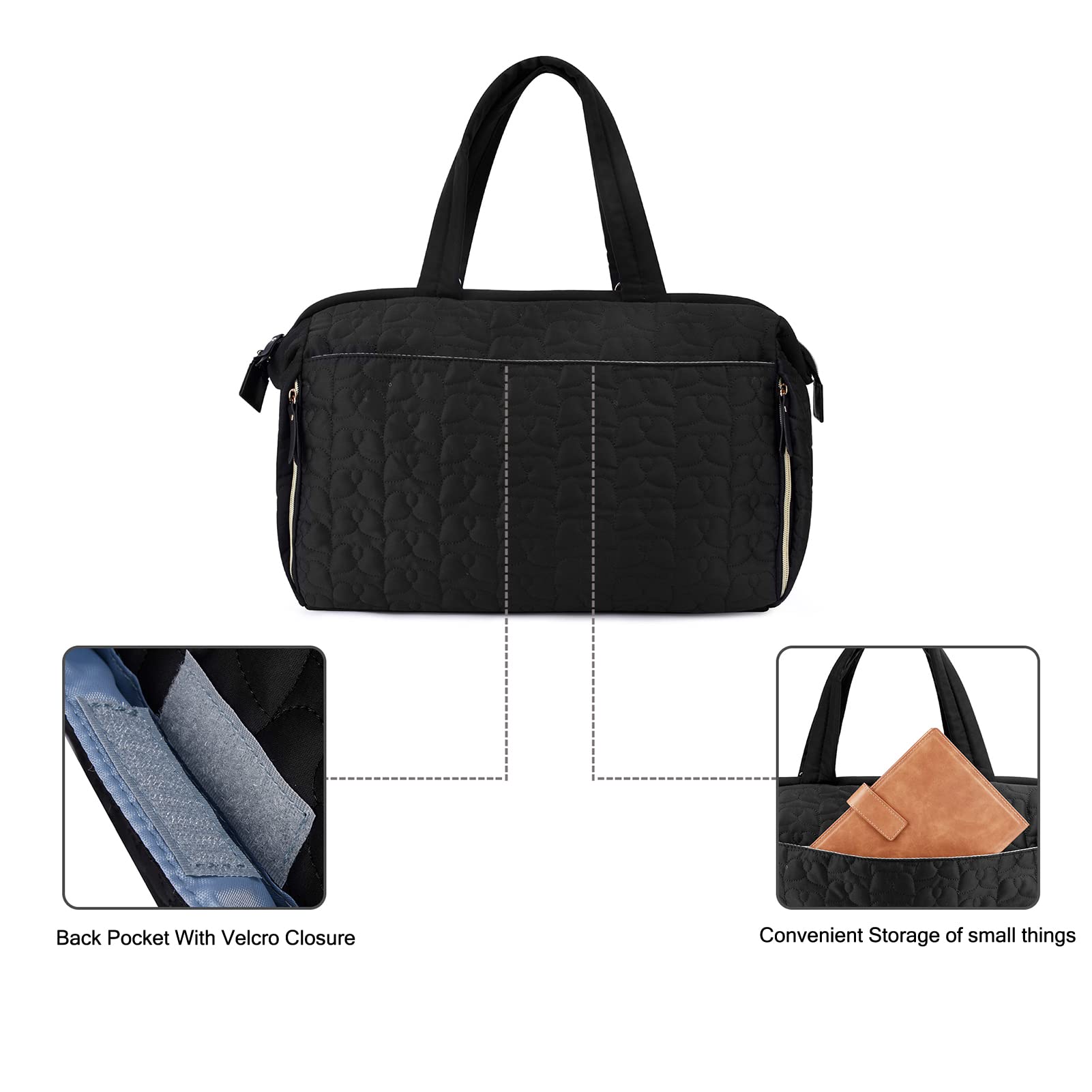 Bebamour Diaper Bag,Diaper Changing Totes Bag for Mom and Dad Multi-function Baby Diaper Bag Stylish Large Capacity Mommy Bag For Travel (Black)