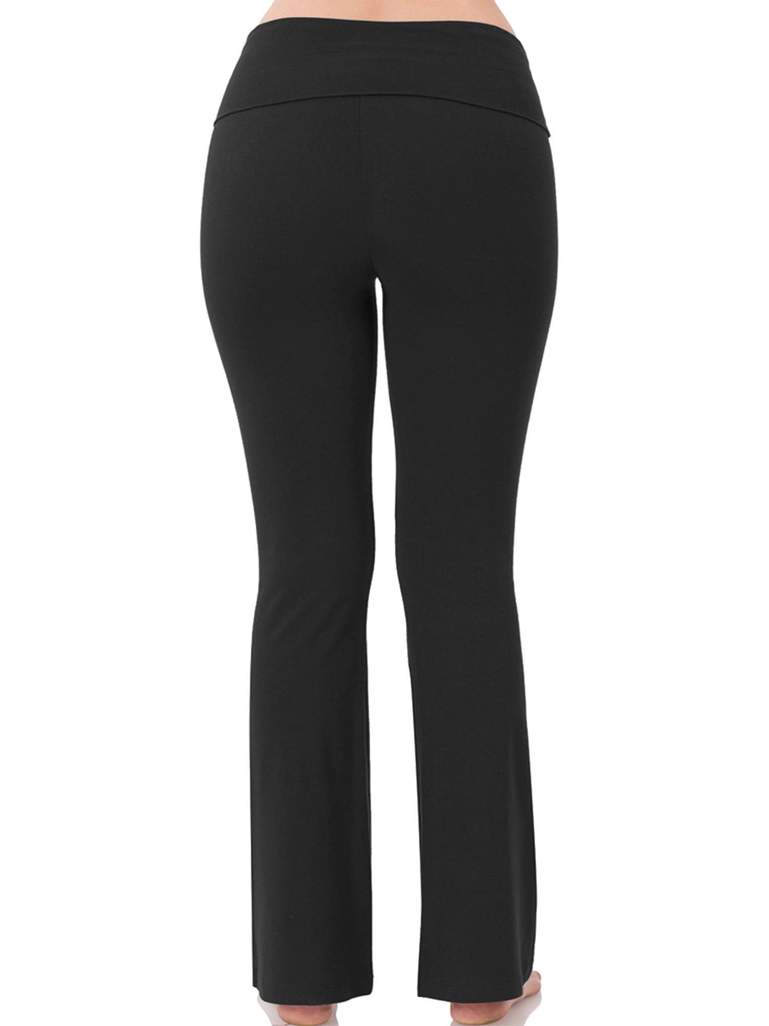Arctic Sheep Women's Yoga Flare Pants, High Waisted Casual Bootcut Crossover Leggings, Black, Large