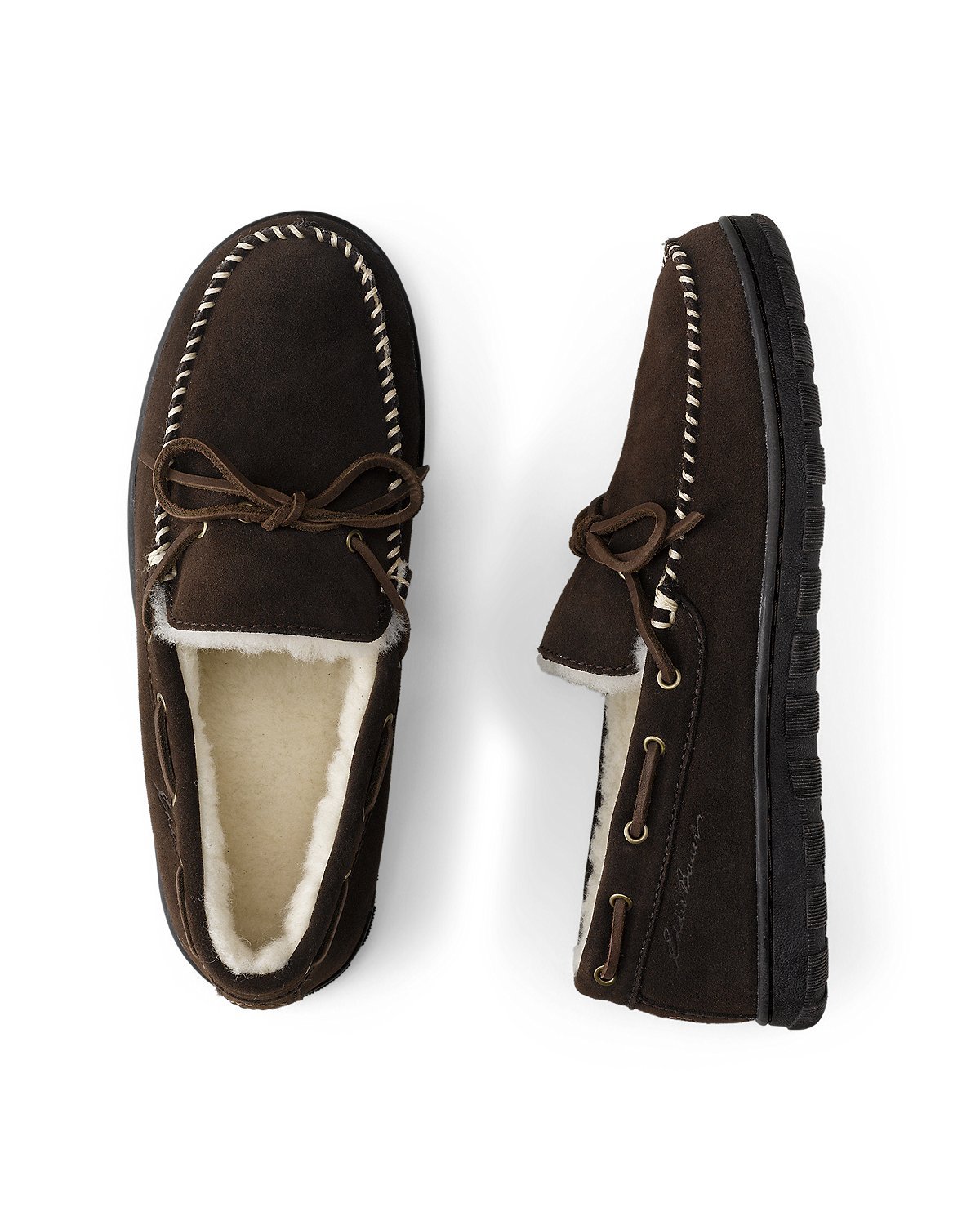 Eddie Bauer Men's Shearling-Lined Moccasin Slipper, Tan 8M