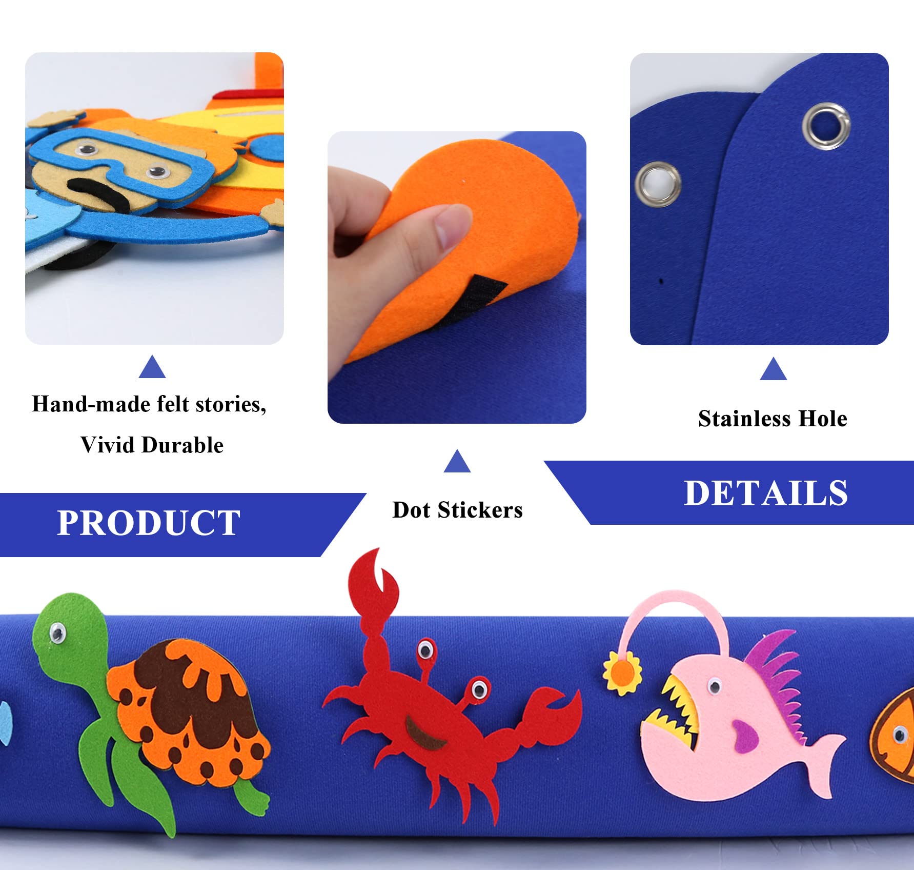 Craftstory 41 Pcs Ocean Animals Felt Board for Toddlers 3.5 Ft Under The Sea Flannel Stories Marine Figures Shark Octopus Mermaid Crafts Teaching Aid Wall Activity Interactive Play Kits