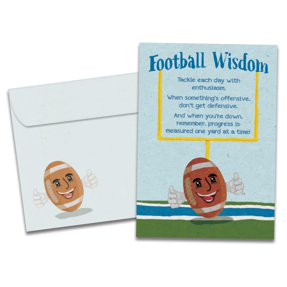 Tree-Free Greetings - Humorous Birthday Cards - Artful Designs - 1 Card + Matching Envelopes - Made in USA - 100% Recycled Paper - 5"x7" - Football Wisdom (GO61536)