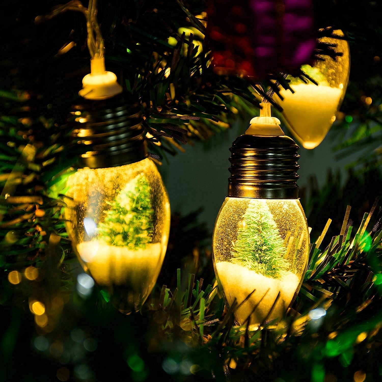 HFXXAD Christmas Tree Snow Globe String Lights, 10 LED Clear Bulbs Christmas Tree String Lights for Bedroom, Wedding, Table Decoration, Outdoor Garden Party, Home Party Decorate(6.6 FT)