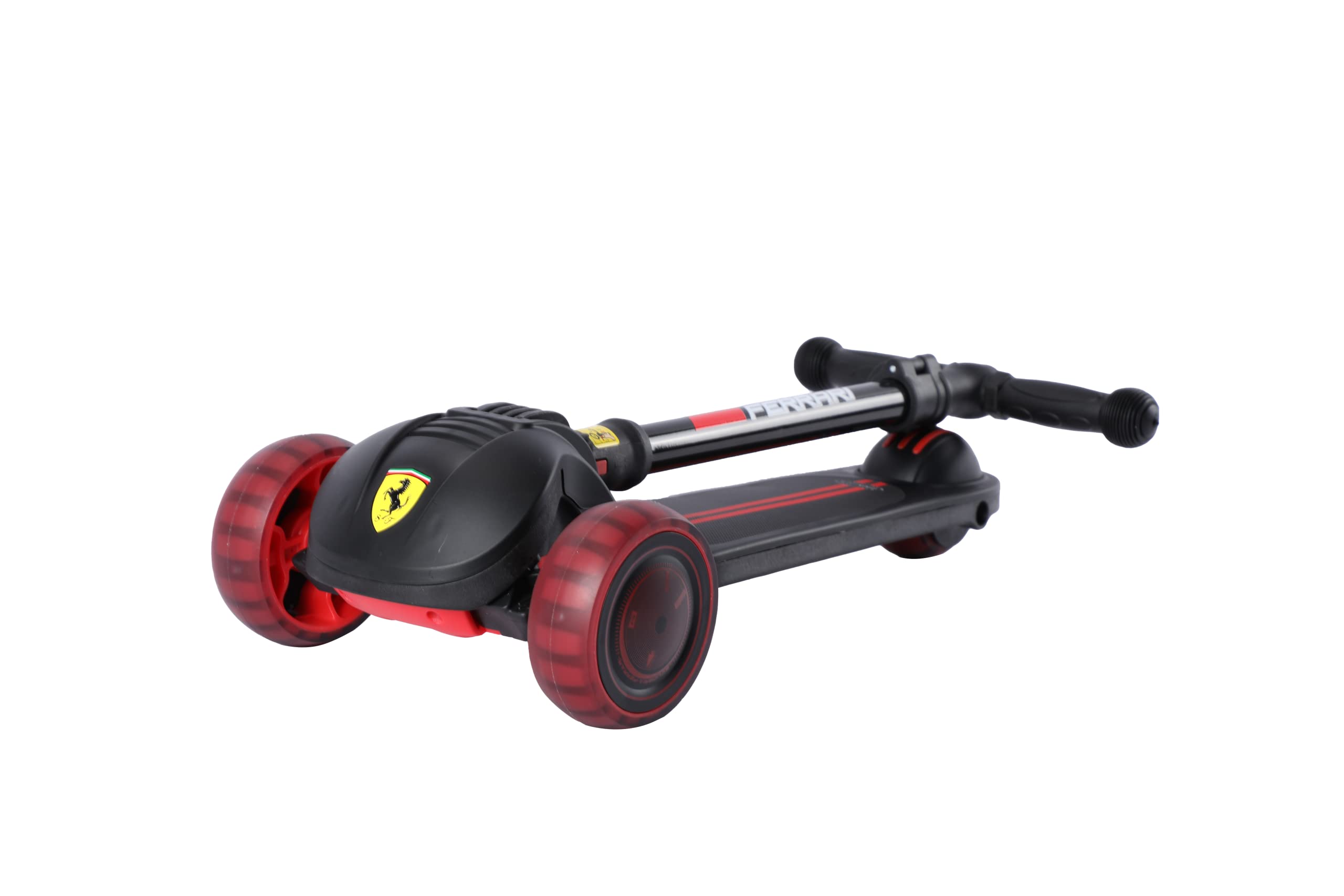 DAKOTT Ferrari Three Wheeled, Lean-to-Steer, Fold-to-Carry Italian-Designed Ferrari Scooter for Kids with Motion-Activated Light-Up Wheels for Ages 3-12 Years Old
