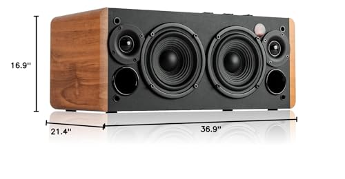Edifier D12 Integrated Desktop Computer Speakers with Bluetooth 5.0, Wireless Stereo Tabletop Speaker 70 Watts RMS with Subwoofer Line Out, RCA, Aux Input for PC Monitor Laptop - Wooden Enclosure
