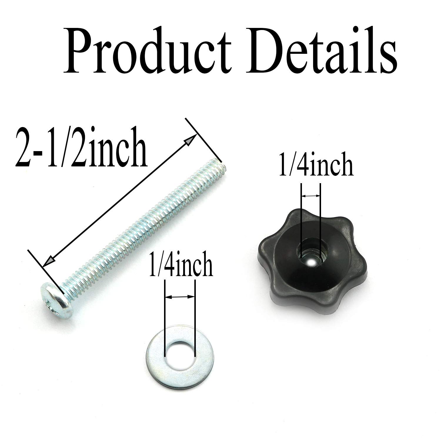 RuiLing 8 Set T-Track Knobs Kit Hex Head Manual Nut with Full Thread Outer Bolts and Washers