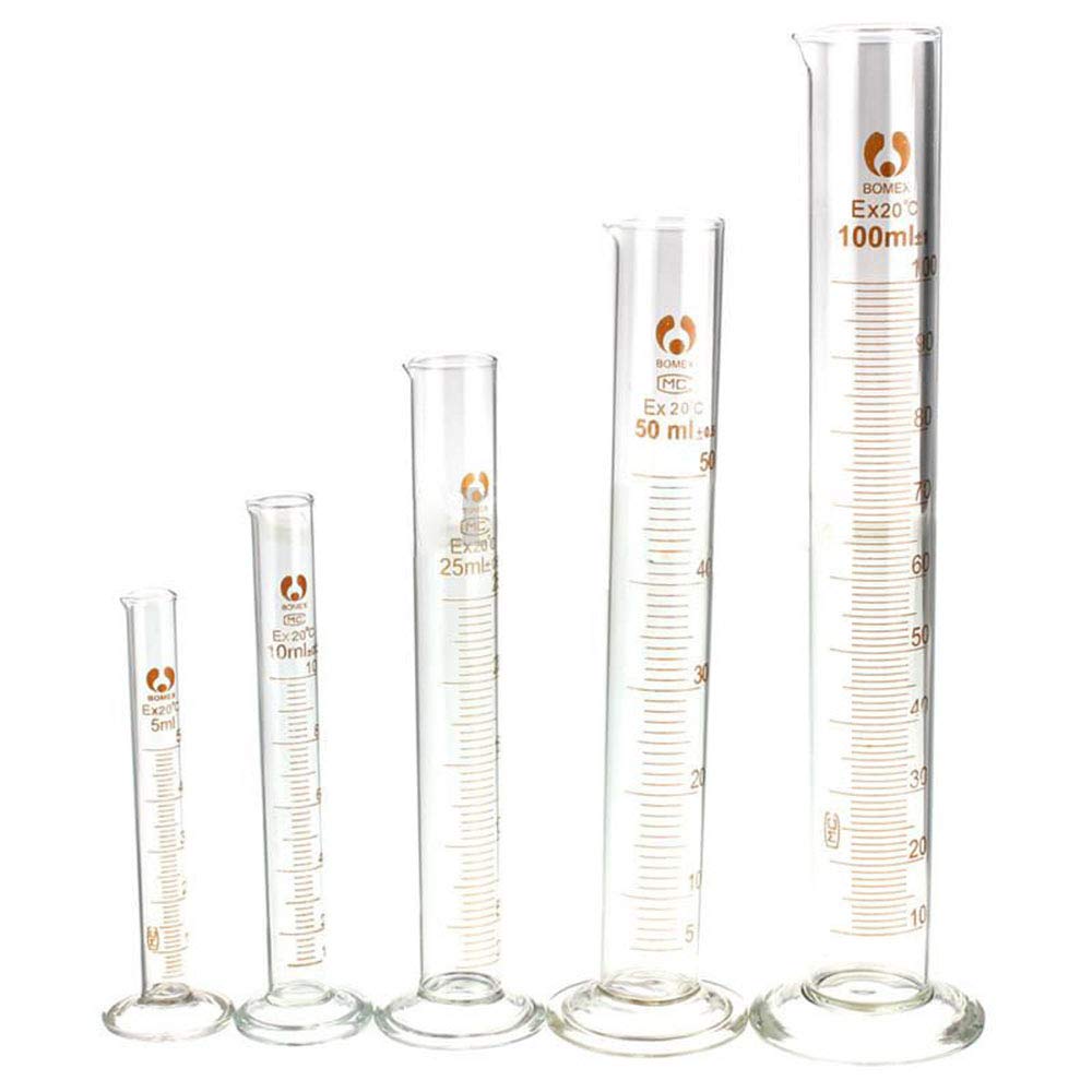 LTKJ 5PCS/Set Glass Measuring Cylinder Chemistry Lab Graduated Measure Tools 5ml/10ml/25ml/50ml/100ml
