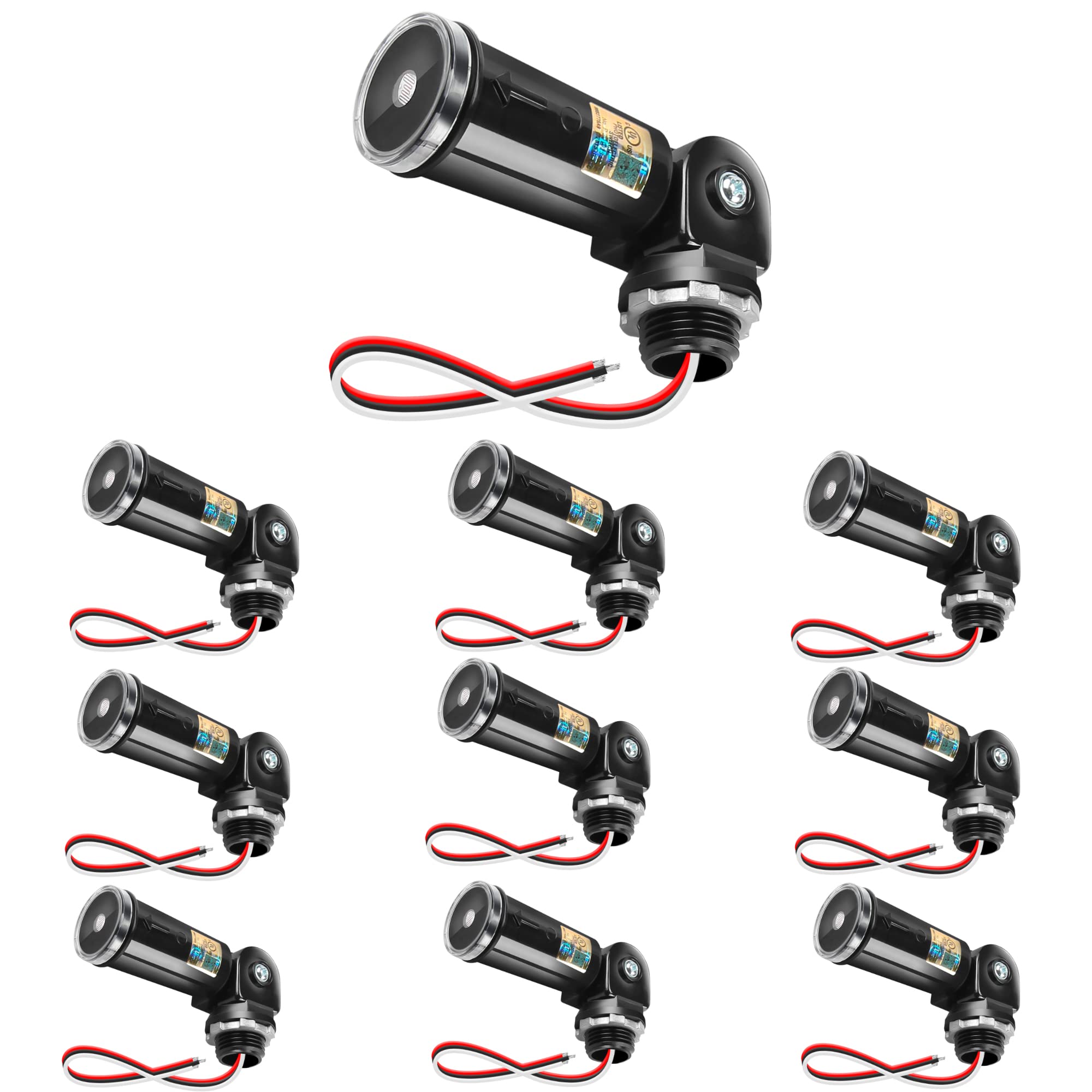 YELLORE Outdoor Conduit Lighting Control with Photocell and Swivel Mount Photoelectric Switch UL Listed for Wall Packs, Shoebox Porch Lights 120-277V Photocell (10 Pack)