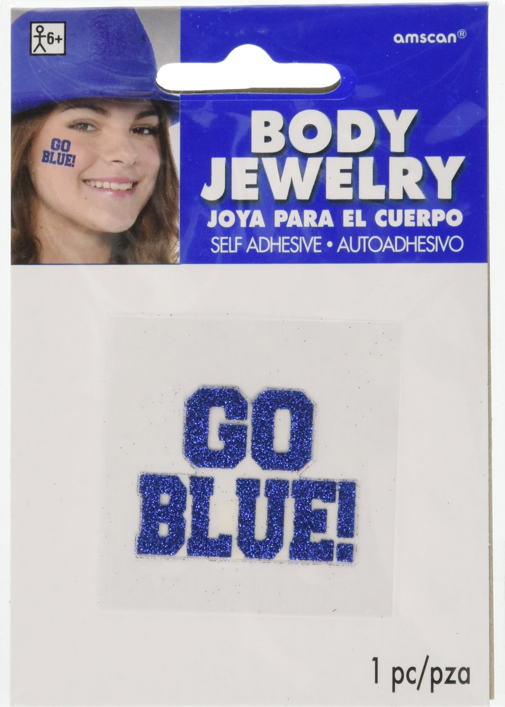Amscan Go Blue Glitter Body Jewelry, Party Accessory, 24 Ct.