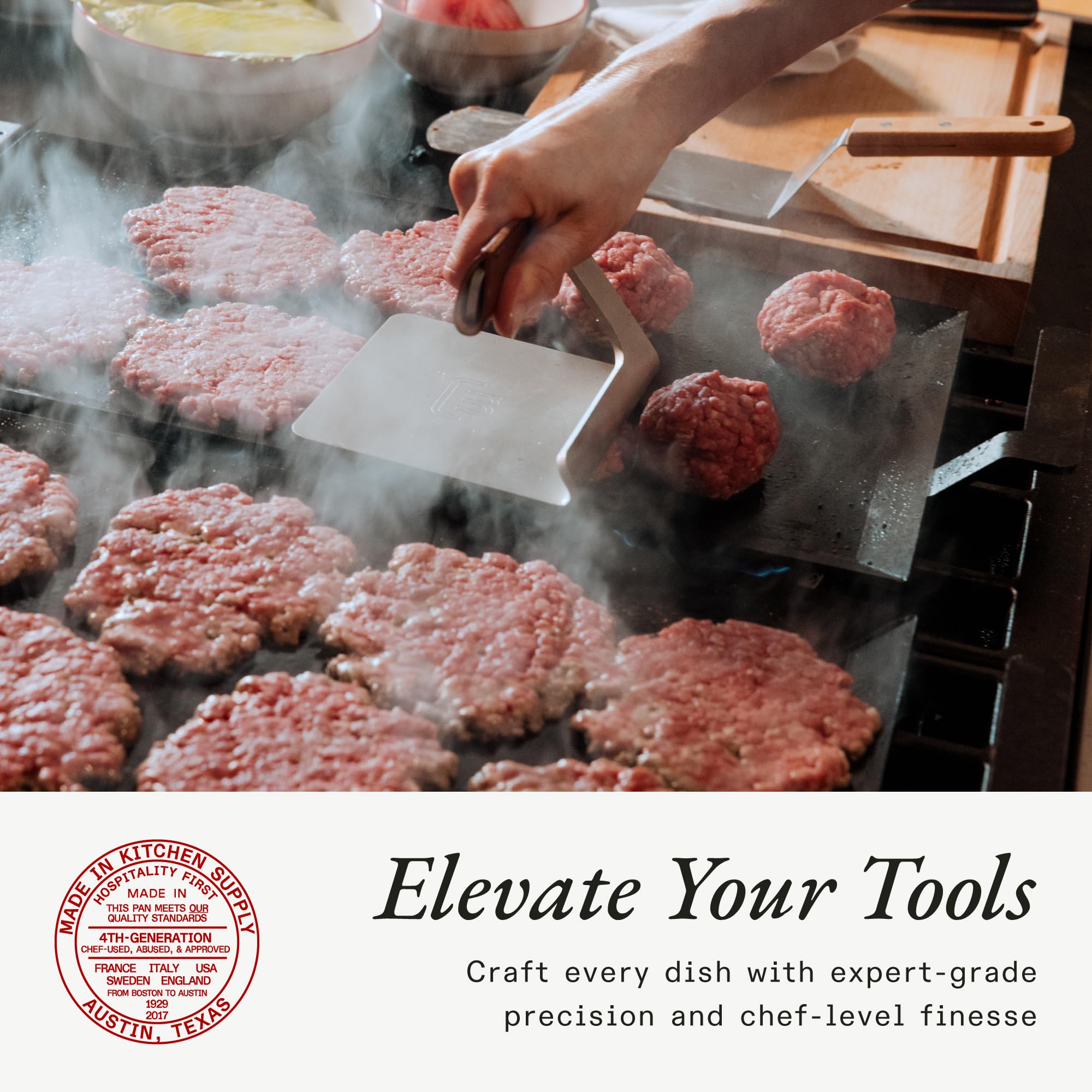 Made In Cookware - Carbon Steel Griddle + Grill Press - (Like Cast Iron, but Better) - Professional Cookware - Crafted in Sweden - Induction Compatible