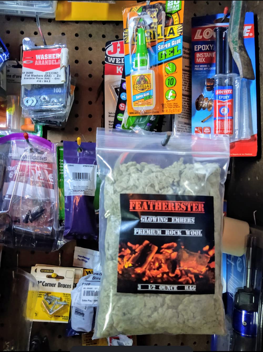 Gas Fireplace Logs ~ Glowing Ember's ~ Premium Rock Wool ~ 3 1/2 Ounces ~ Convenient Storage Hanging Hole ~ Vented Natural Gas Or Liquid Propane Fuels Friendly