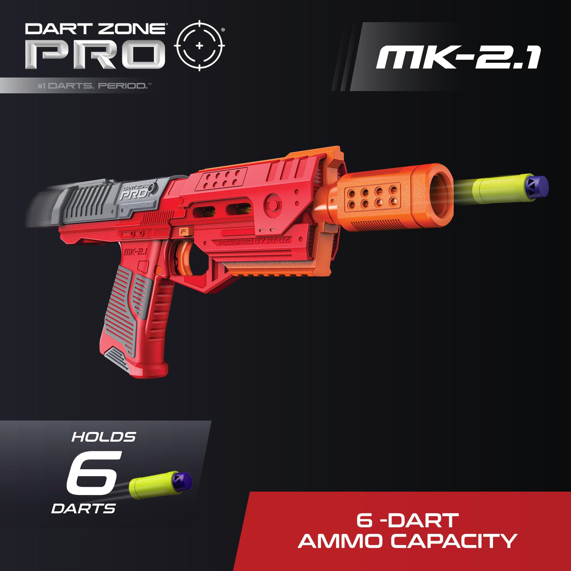 DART ZONE Pro-Series MK-2.1 Foam Dart Blaster β 150 FPS Foam Dart Gun for Adults β Soft Bullet Toy Gun for Ages 14+ β 18 Half Length Darts, 3 Mags, Eyewear, Holsters β Toy Pistol Blaster, 125 ft Range