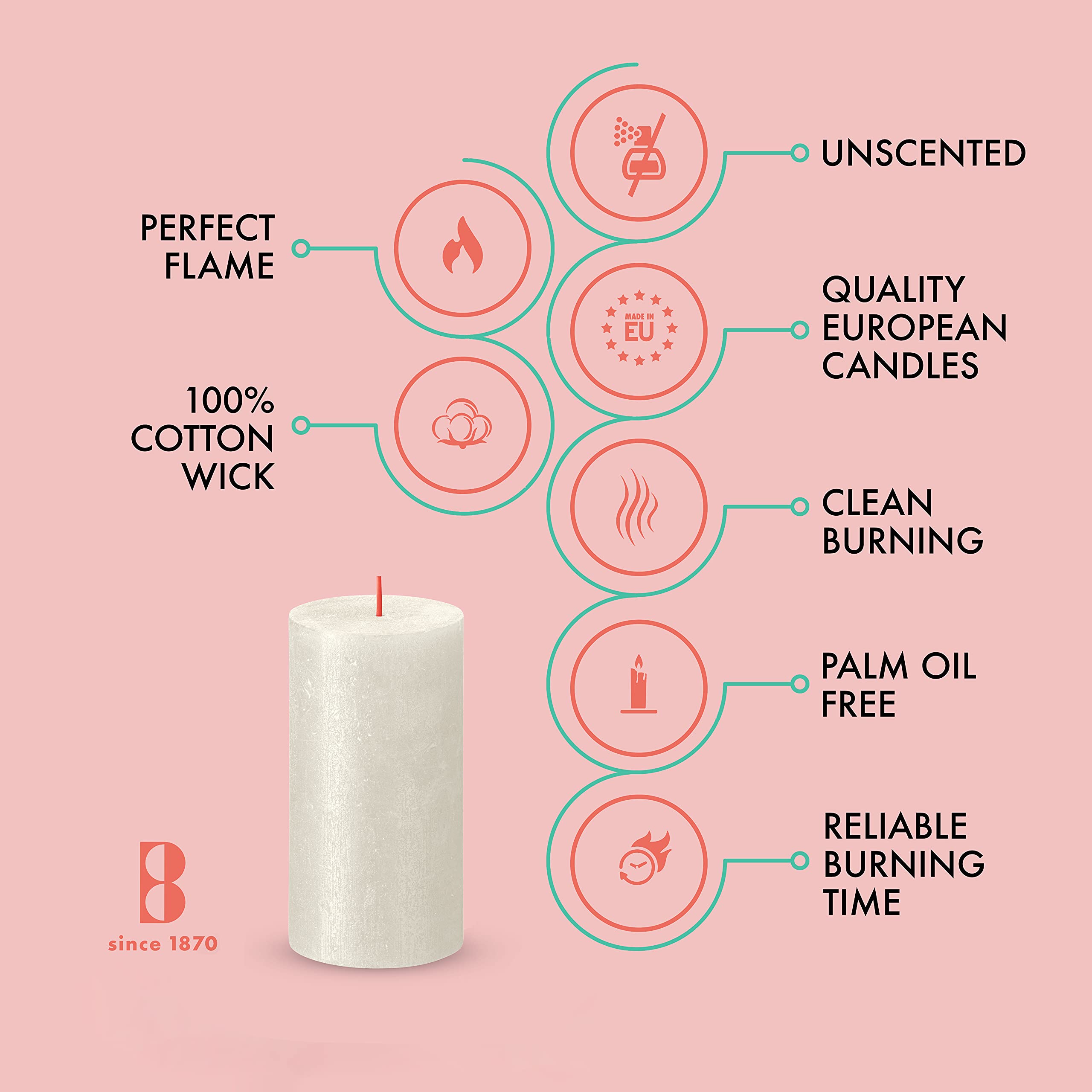 BOLSIUS 4 Pack Sandy Gray/Gold Sunset Rustic Metallic Pillar Candles - 2.75 X 5 Inches - Fine European Quality - Includes Natural Plant-Based Wax - Unscented Dripless Smokeless 60 Hour Candles