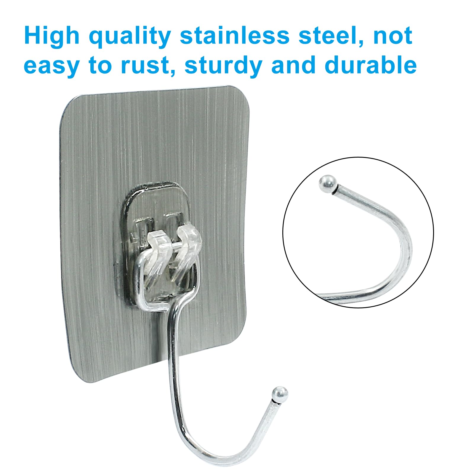 BokWin 10 Pcs Transparent Wall Hooks Plastic Adhesive Hooks 33lbs (Max) Heavy Duty Towel Hooks Waterproof Wall Hook for Kitchen Bathroom(Transparent)