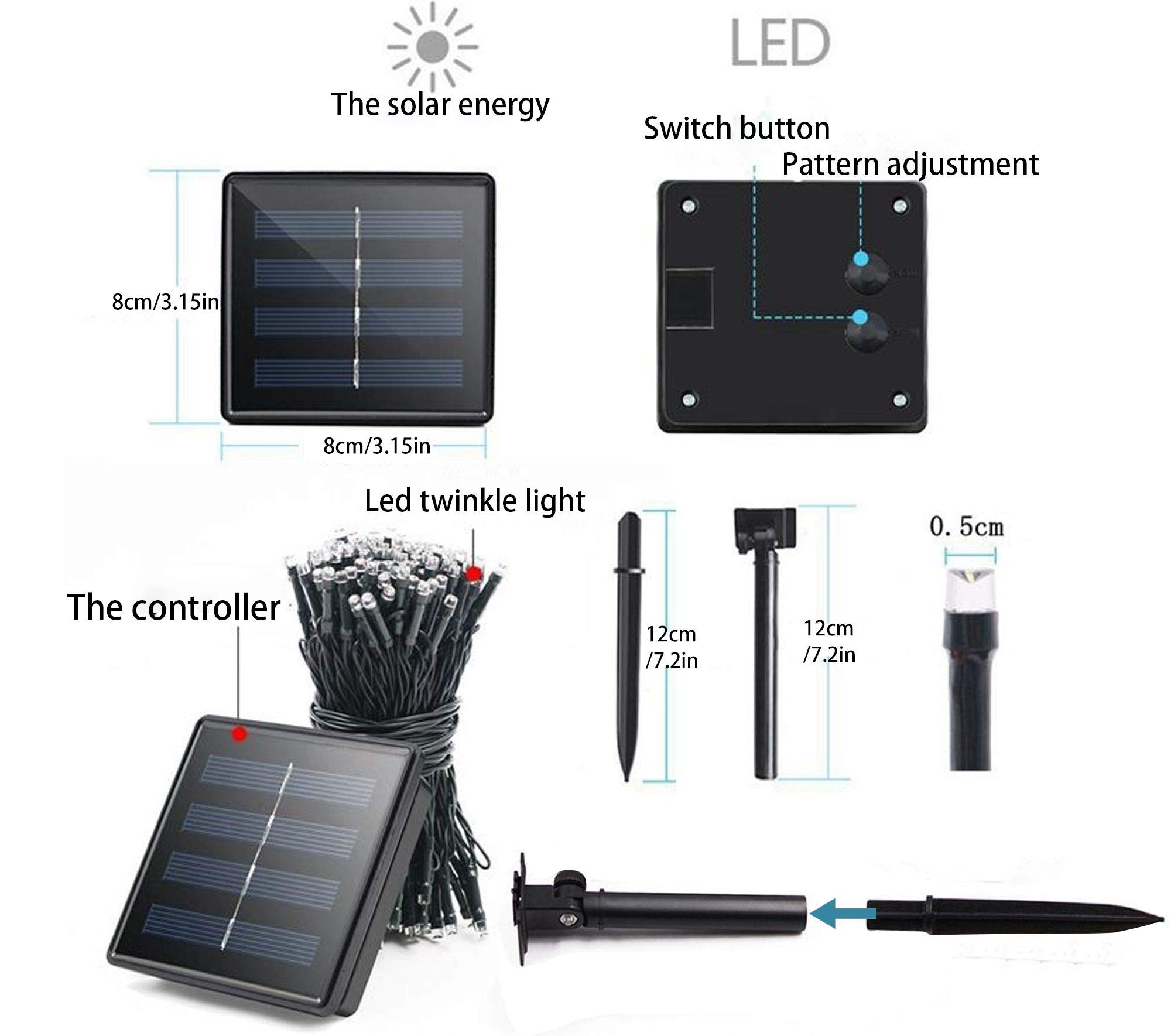 Gavenia Decorative Solar Lights Outdoor,72FT 200 LED 8 Modes Fall Lights Christmas Lights Waterproof Solar Garden Lights Fairy Lights for Home Patio Party Wedding Decor,Warm White