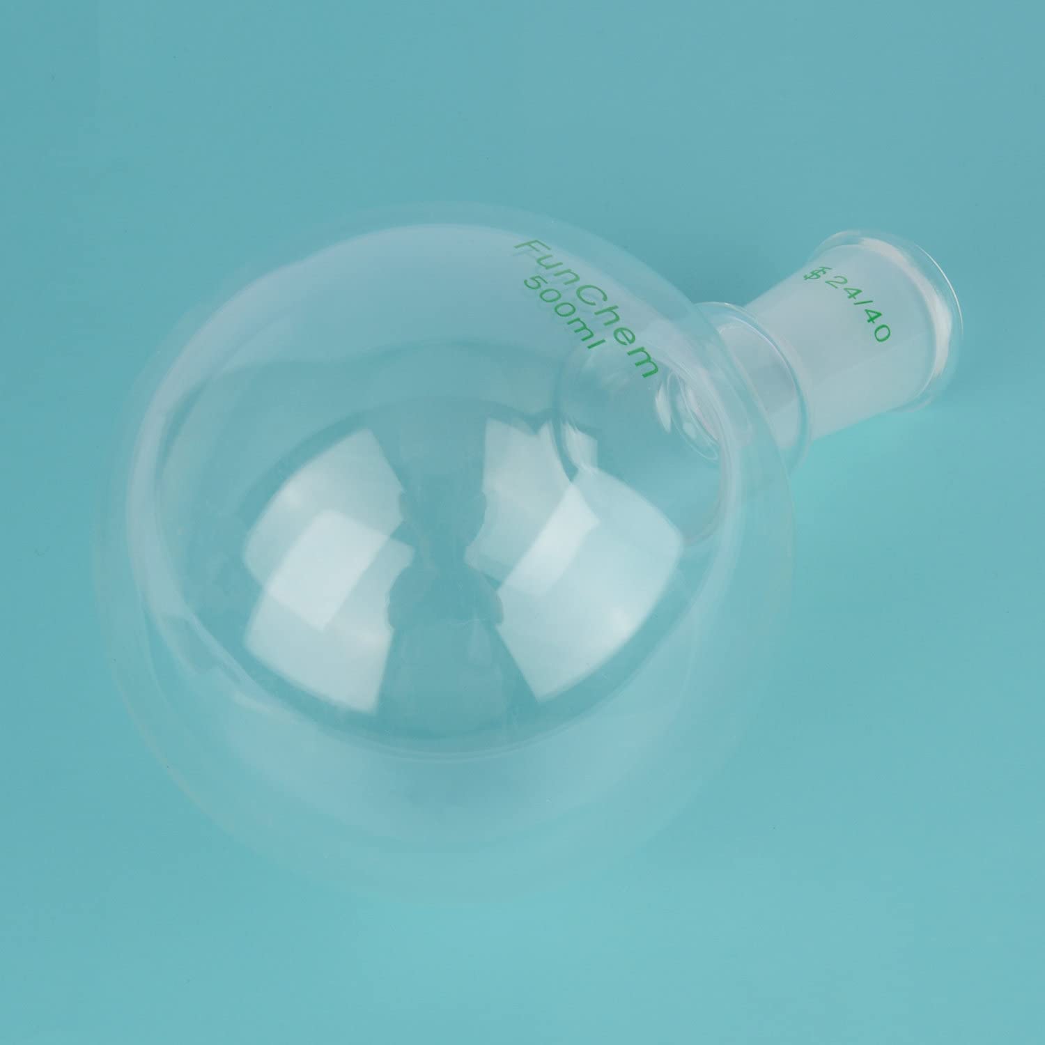 FunChem Single Neck 1 Neck Round Bottom Flask RBF, Glass Boiling Flask with 24/40 Standard Taper Outer Joint (500 mL)