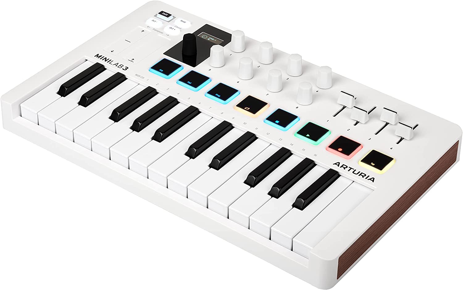 Arturia MiniLab 3 MIDI Keyboard Controller Bundle with Samson Headphones SR350 Over Ear, USB Cable & Polishing Cloth - 25 Key MIDI Keyboard for Recording Studio Equipment, Software Included (WHITE)