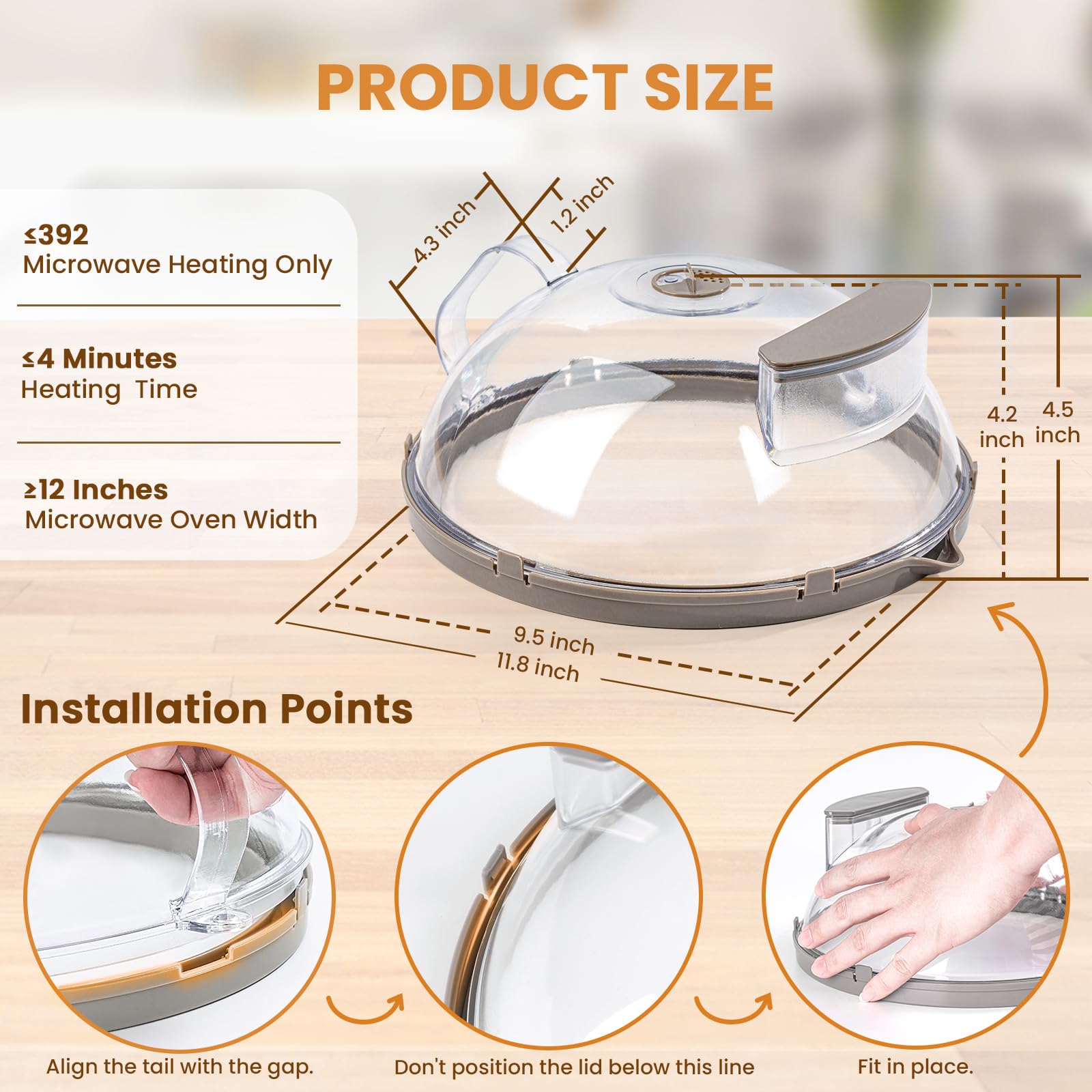 Gracenal Microwave Splatter Cover for Food, Upgraded Microwave Cover with Water Steamer, Integrated Handle, 10โ Plate Covers, Splatter Guard, Kitchen Gadgets & Accessories, House Essentials for Gift