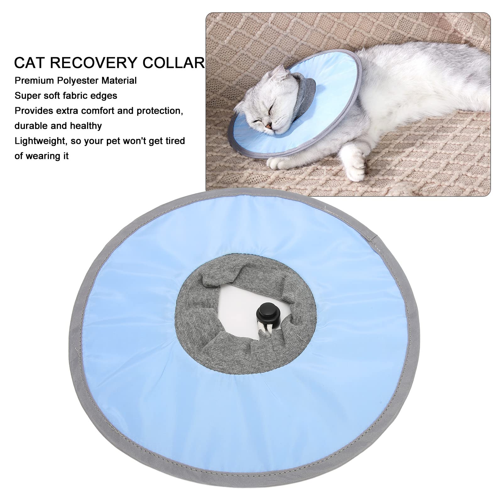 Cat Recovery Collar, Pet Cone Collar Cat Cone Collar Pet Elizabeth Collar Polyester Fasteners Collar for Cat Puppy (M)