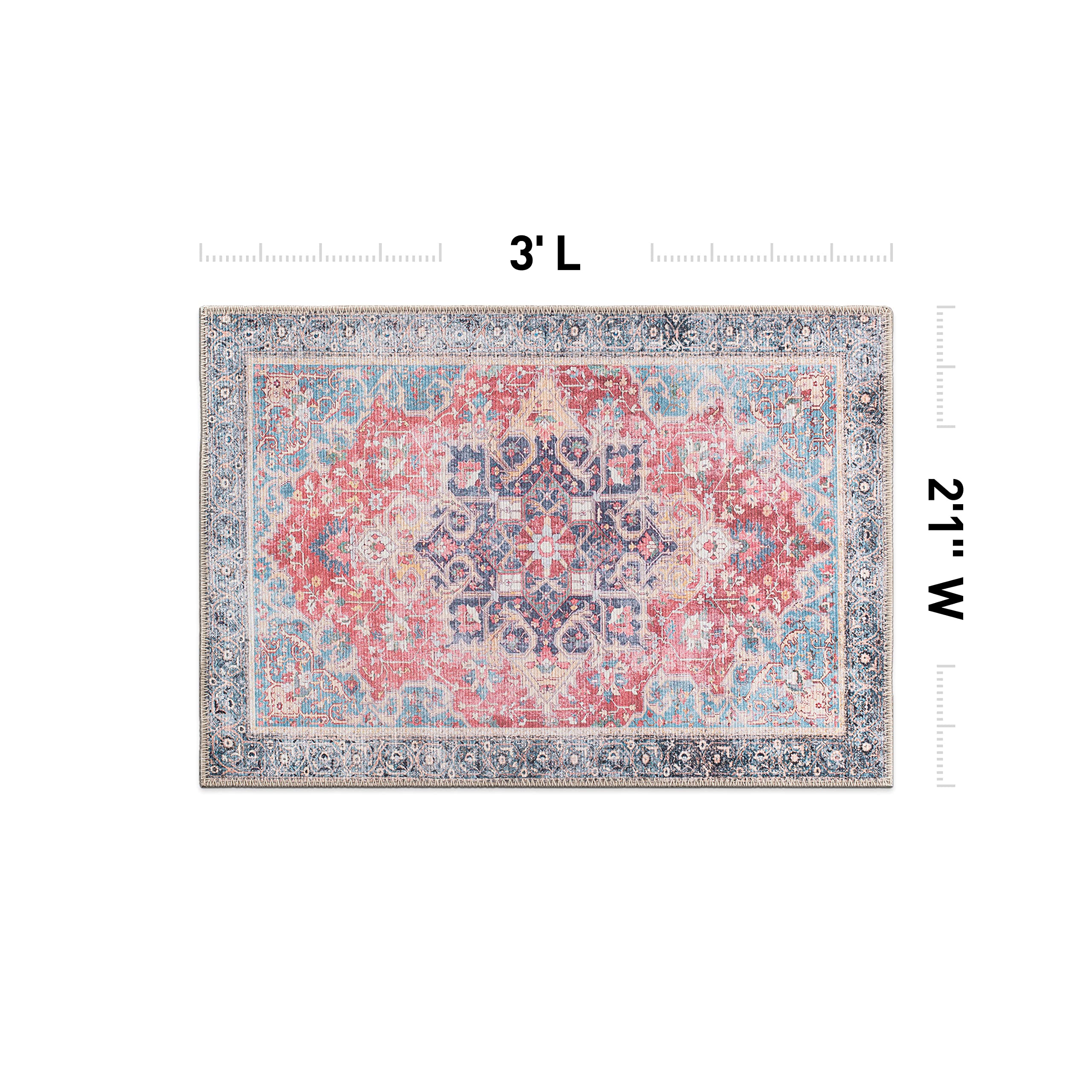 Rugshop Traditional Distressed Vintage Stain Resistant Flat Weave Eco Friendly Premium Recycled Machine Washable Area Rug 2'1"x3' Multi