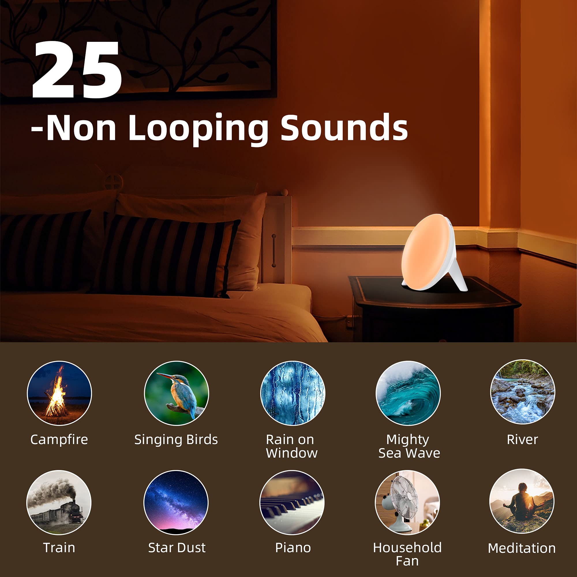 Magicteam Sound Machine 25 Soothing Sounds with Adjustable Night Light for Sleeping and White Noise Machine with Continuous or Timer Sleep Machine for Home Nursery Office