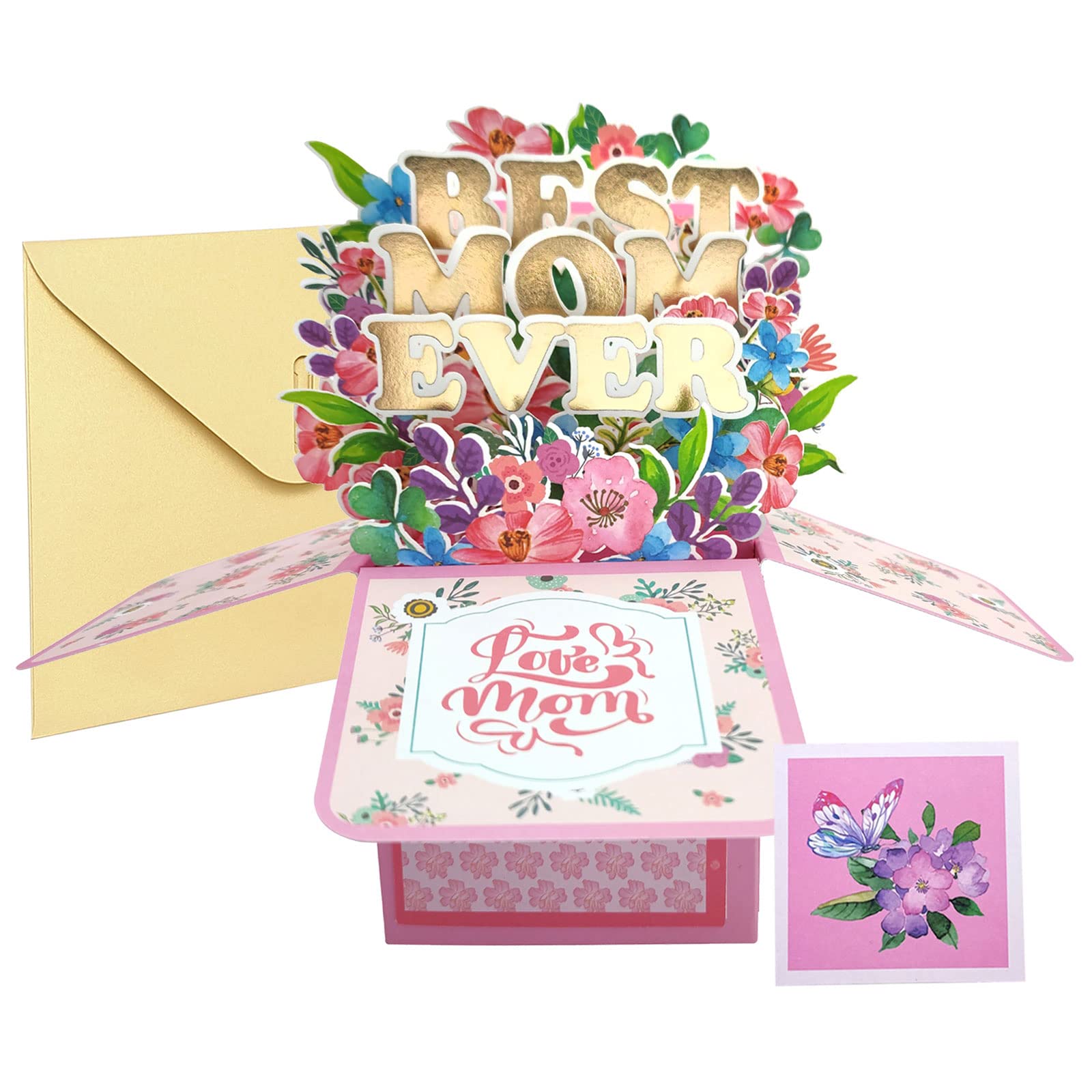 Christmas Card Pop Up Cards 3D Popup Cards Best Mom Christmas Pop Up Cards with Note Card and Envelope for Christmas Gifts Birthday Cards Thinking of You Mom Christmas Cards