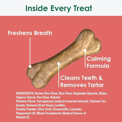 Bonies Hip and Joint Formula Treats for Dogs, Glucosamine and Omega Fatty Acids, Fresh Breath, Clean Teeth, Low Calories, Chicken Flavor, Mini, 20 Bones