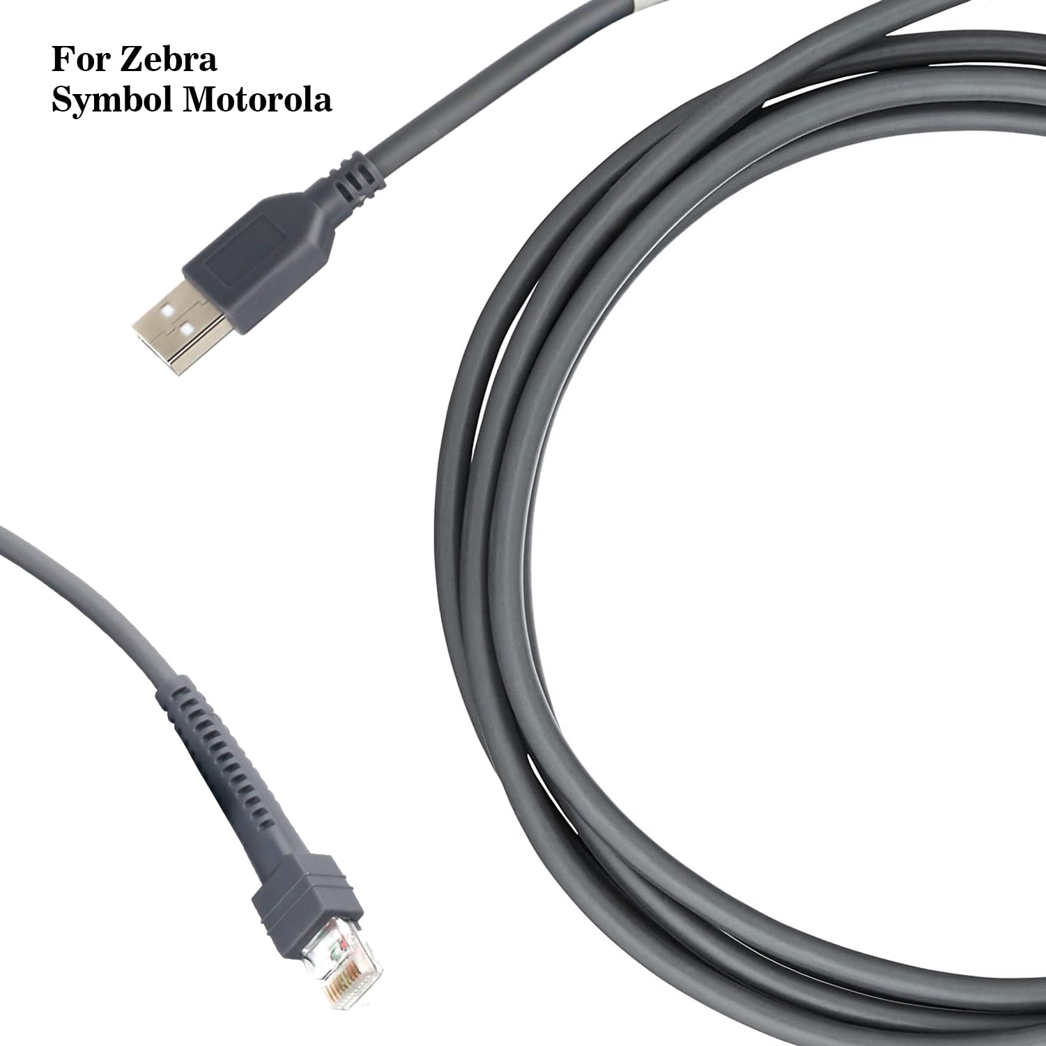 Barcode Scanner USB Cord RJ45 Coiled Cable for LS9203i LS3578 LS4008i ds9908 DS6700 Symbol Zebra Motorola Barcode Reader (3m/9.84ft USB Port Coiled)