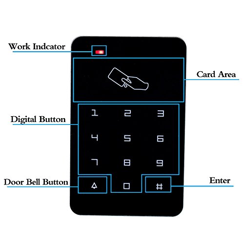 LIBO Full Set Kit of RFID Access Control Keypad 125KHz with DC12V Electric Lock Electronic Bolt Lock, 3A Power Supply, Exit Button, 10pcs ID Key Cards