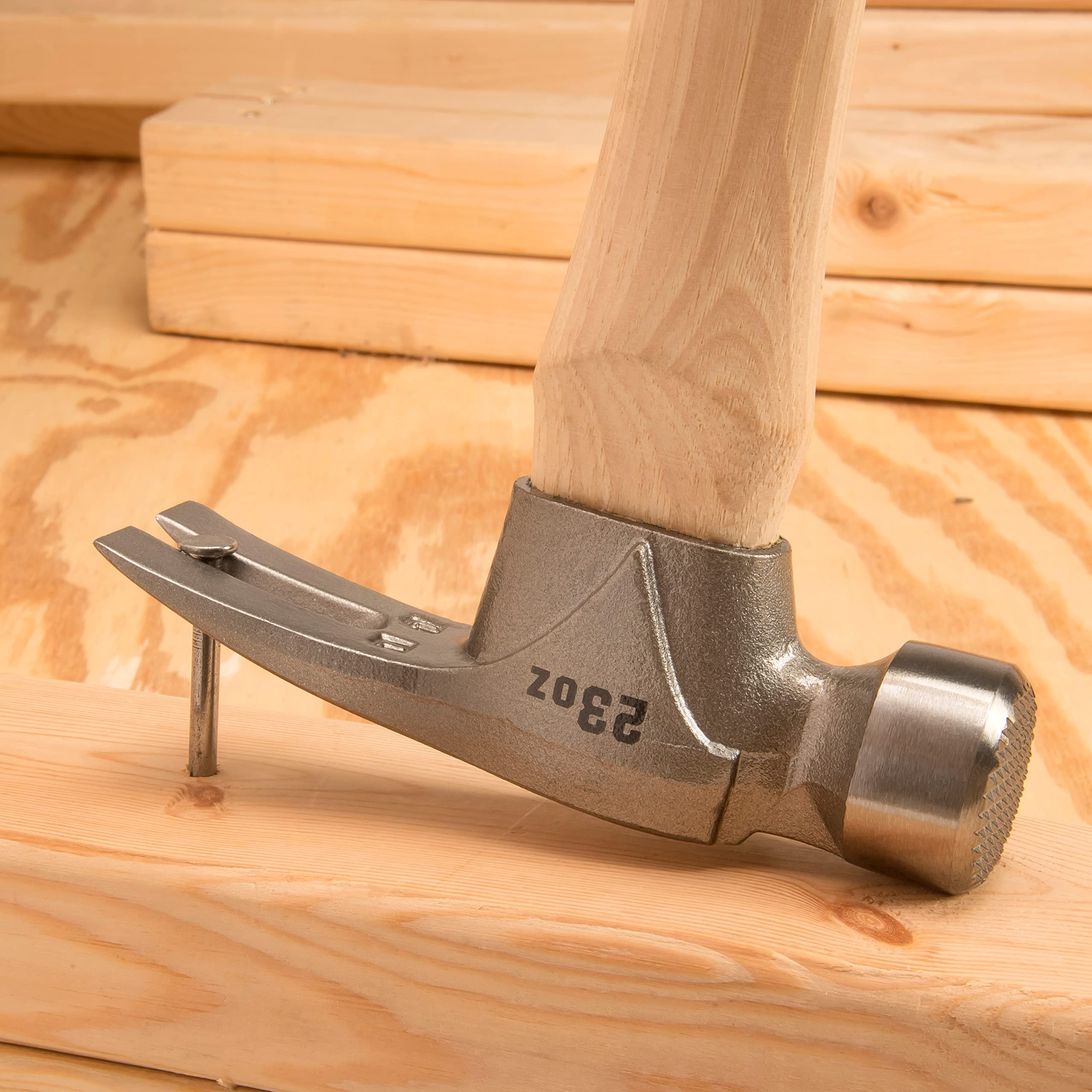 ESTWING Pro California Hammer - 23 oz Rip Claw Hammer with Milled Face & Hickory Wood Handle - MRW23LM