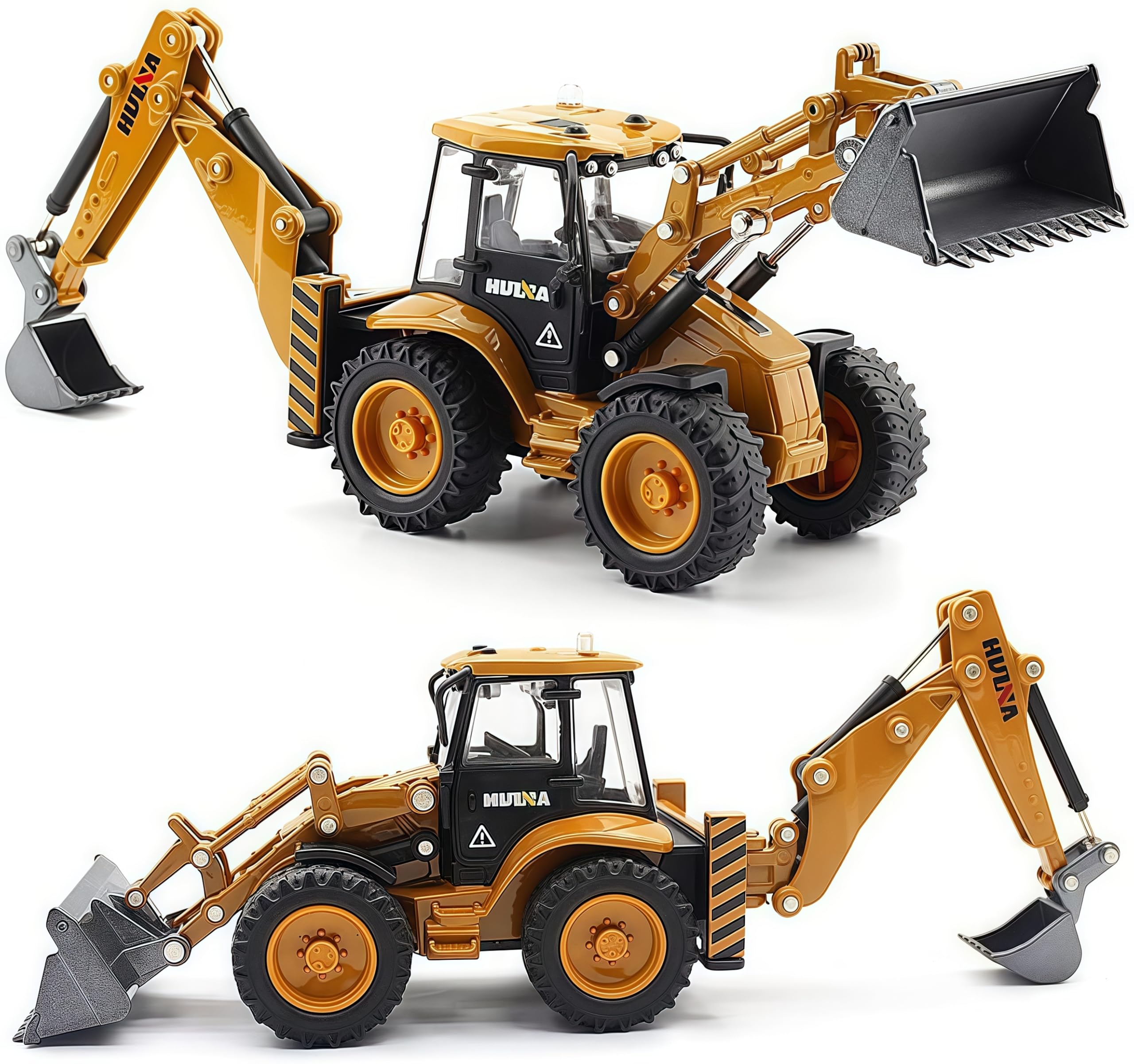 Gemini&Genius Backhoe Loader Toy for Kids- Loader with Changeable Front Loader and Backhoe Loader Construction Vehicle Toy 1/50 Scale 2 in 1 Digger and Loder Alloy Model Toys Vehicle Gifts for Kids