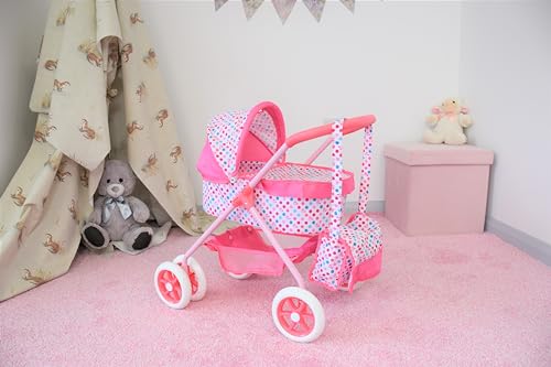 Kookamunga Kids Unicorn Reversible Doll Pram with Diaper Bag. for Kids Aged 3+ Fits Dolls up to 18". Doll not Included.
