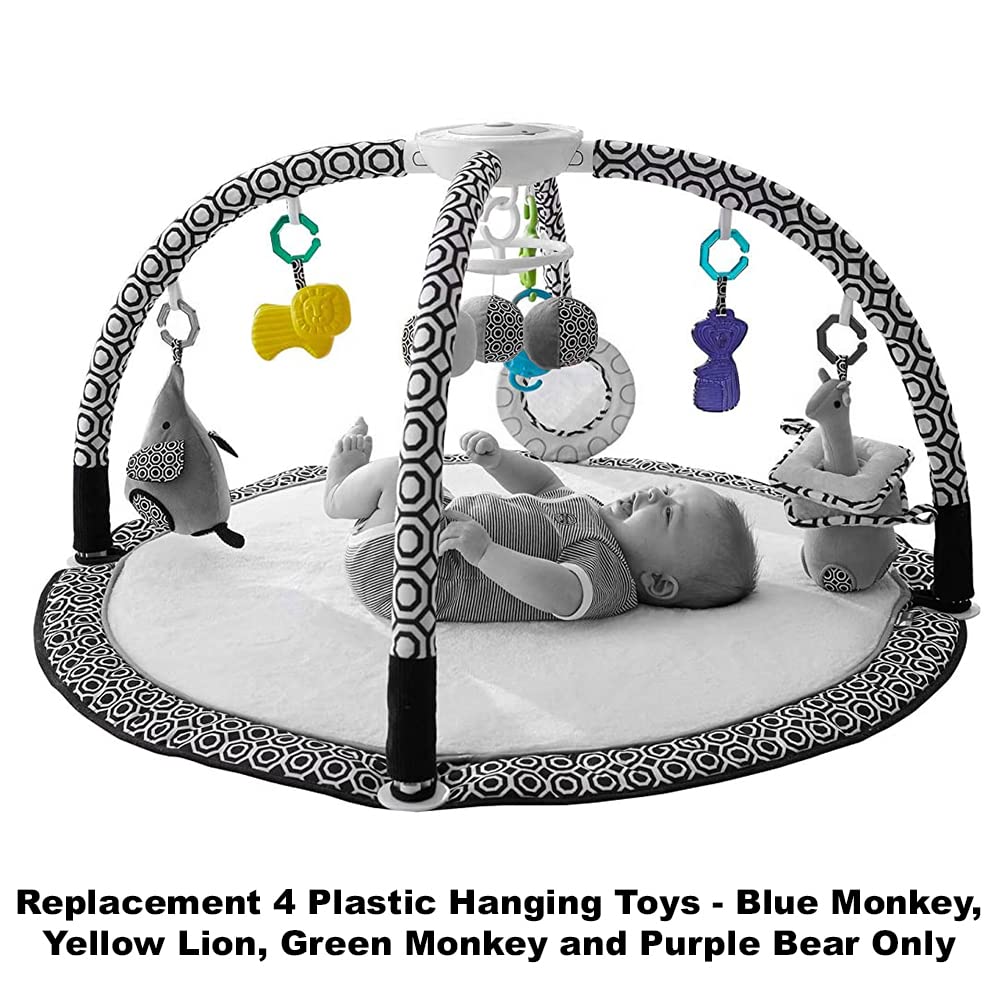 Replacement Toys for Sensory Gym - Fisher-Price Jonathan Alder Sensory Gym for Baby DFP71 ~ Includes 4 Plastic Hanging Toys ~ Blue Monkey, Yellow Lion, Green Monkey and Purple Bear