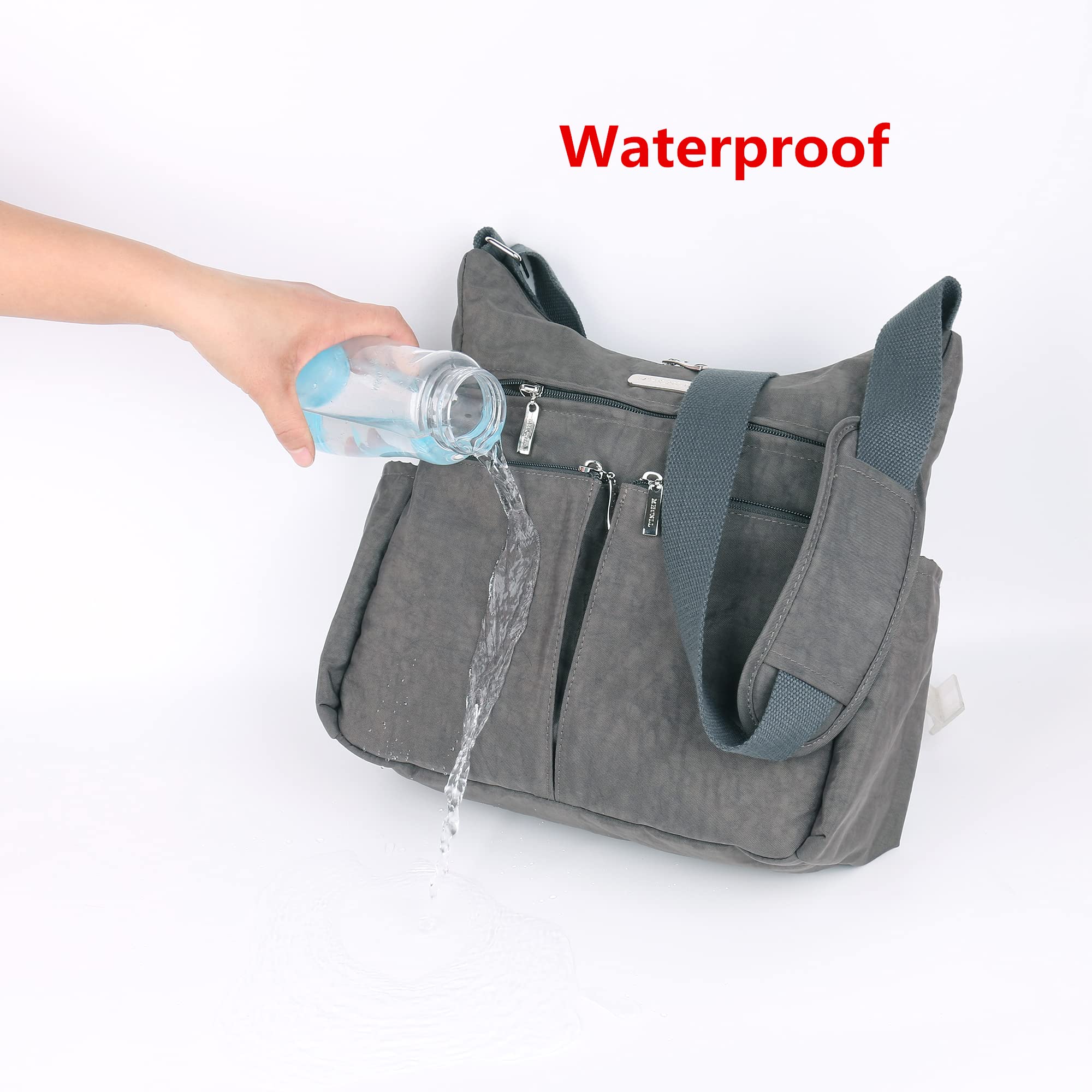 MHCNLL Anti Theft Crossbody Purse RFID Women Nylon Waterproof Lightweight Shoulder Bag (Dark Gray)