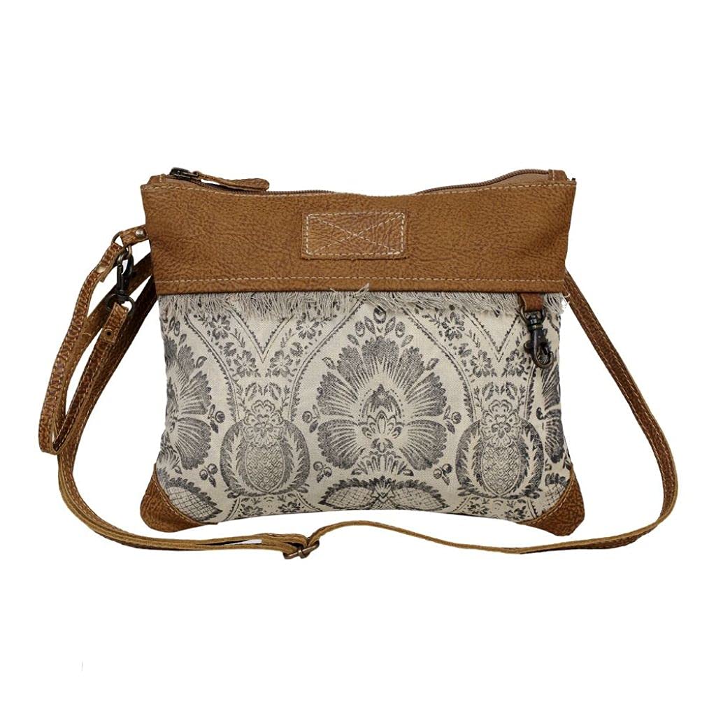 Myra Bag Floral Flow Small & Cross Body Bag Upcycled Canvas & Leather S-2576