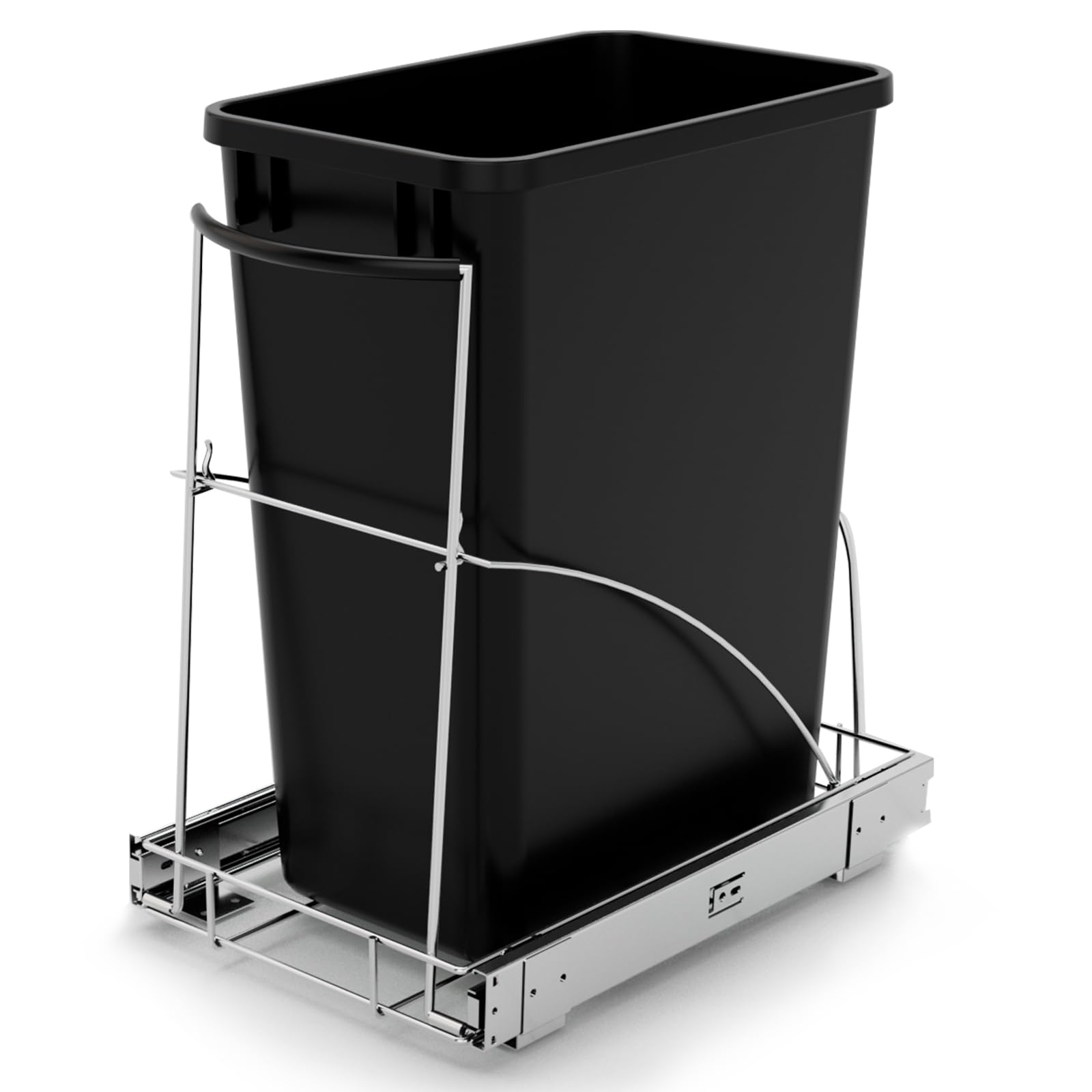 Tanamu Pull Out Trash Can Under Cabinet,Under Sink Slide Out Garbage for Kitchen,Requires 13" W X 18" D Minimum Cabinets,Chrome Adjustable for 7-10 Gallon Trash Can