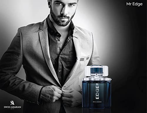 Swiss Arabian Mr EDGE - Luxury Products From Dubai - Long Lasting, Addictive Personal EDP Spray Fragrance - Seductive Signature Aroma - 3.4 Oz