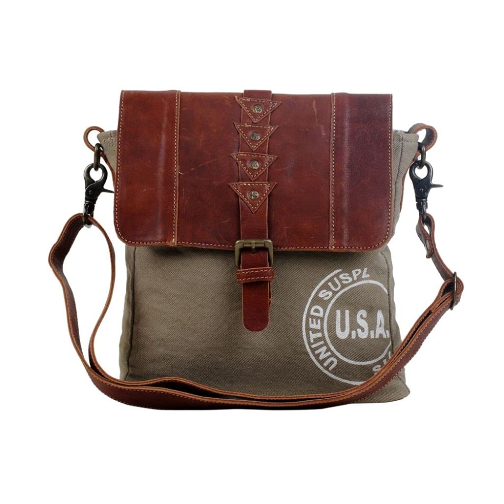Myra Bag Retro-Inspired Small & Crossbody Bag Upcycled Cotton & Leather S-2859