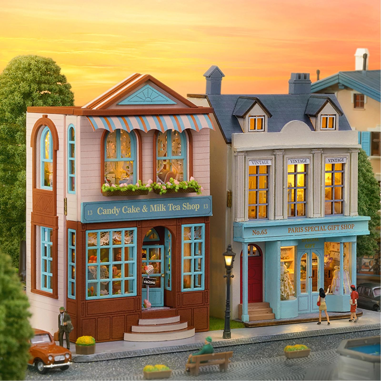 Flever Dollhouse Miniature DIY House Kit Creative Room with Furniture for Romantic Valentine's Gift (Manxing Dessert Shop)