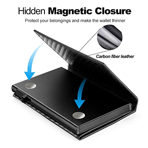 Aiuwo Mens Slim wallet with Money Clip Blocking Credit Card holder wallet for Men with Gift Box (Carbon Leather)