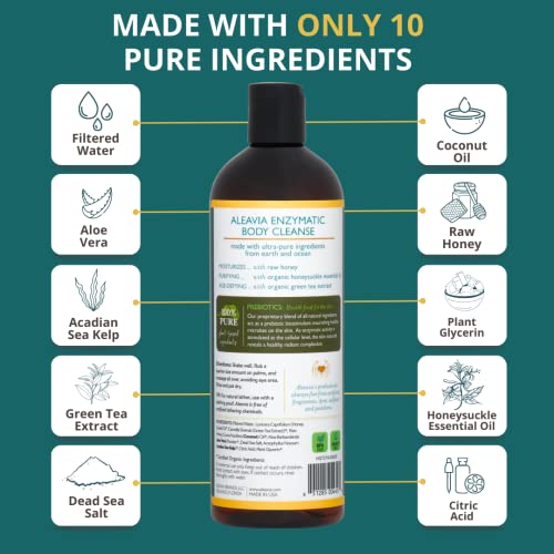 Aleavia Green Tea Honeysuckle Body Cleanse β Organic & All-Natural Prebiotic Body Wash with Raw Honey β 16 Oz.