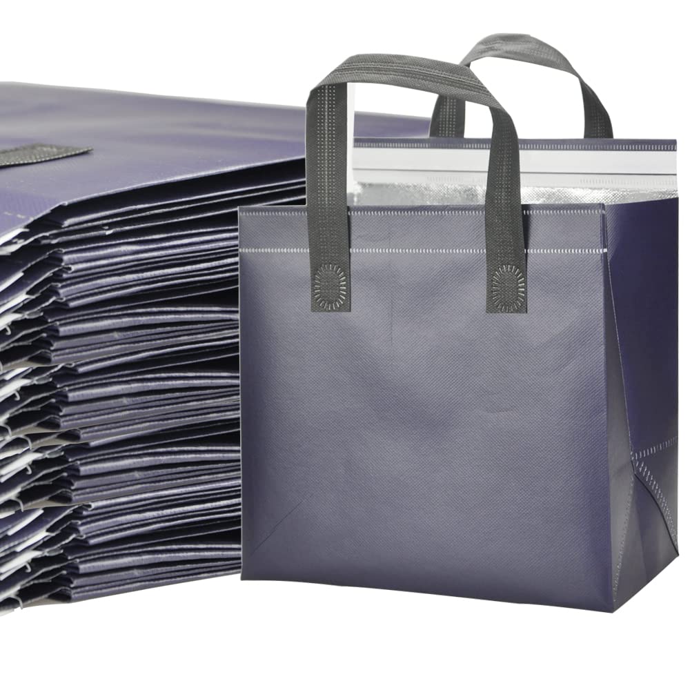 AIVYGDEN 60pcs Insulated Take Away Bags,Thermal Insulation Food Bag for Coffee,Milky Tea,Take-away Dinner,Fresh Seafood,Cold or Warm Food drive for Restaurant,Retail Store or Picnic/BBQ (bule)