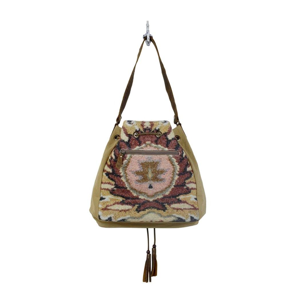Myra Bag Diversified Bucket Bag Upcycled Cotton & Cowhide Leather S-2871
