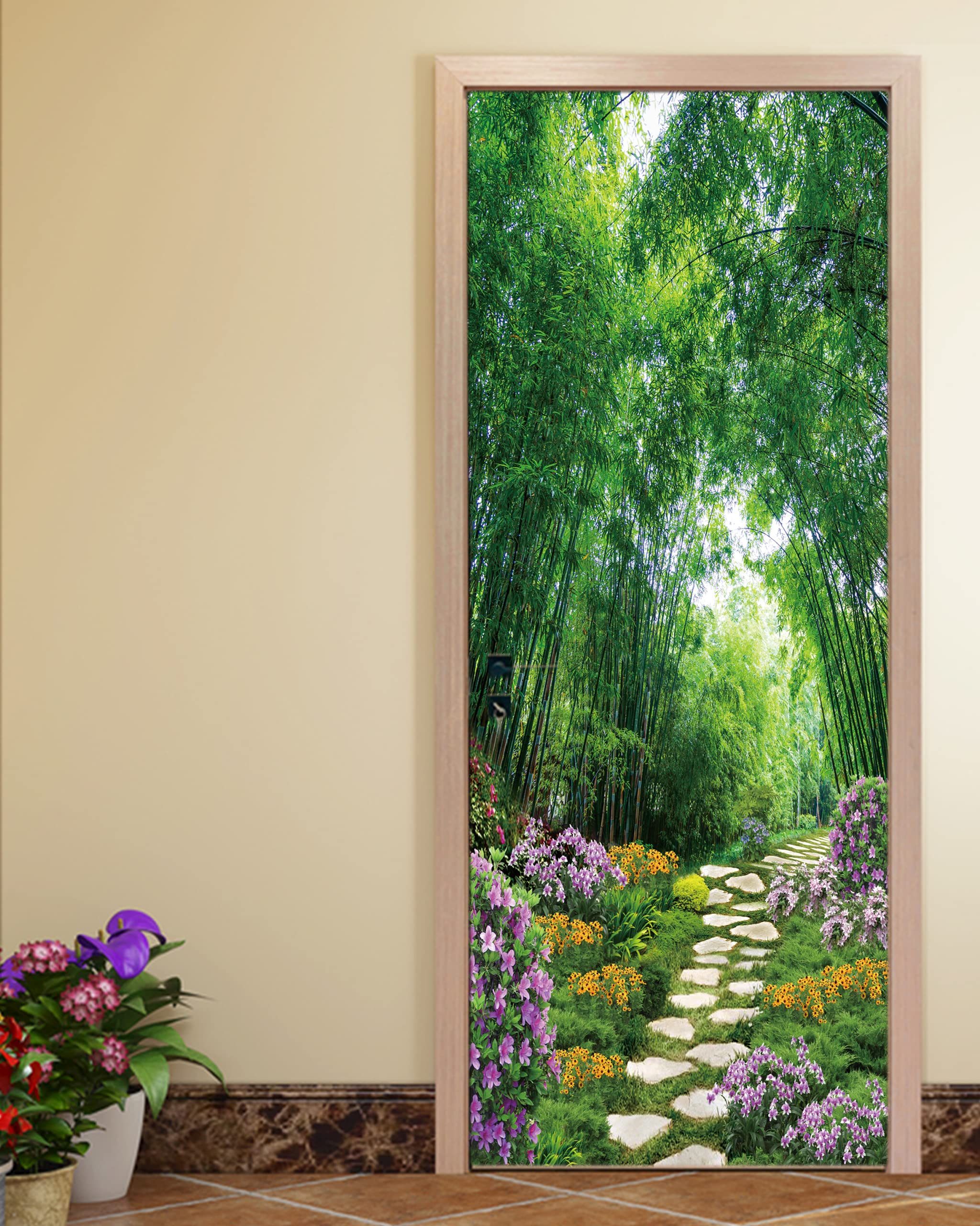 FLFK Door Sticker - Door Mural Peel and Stick, Removable Self-Adhesive Scenic Door Wallpaper for Home Decor, 30.3 "W x 78.7 "L, Set of 2 Sheets