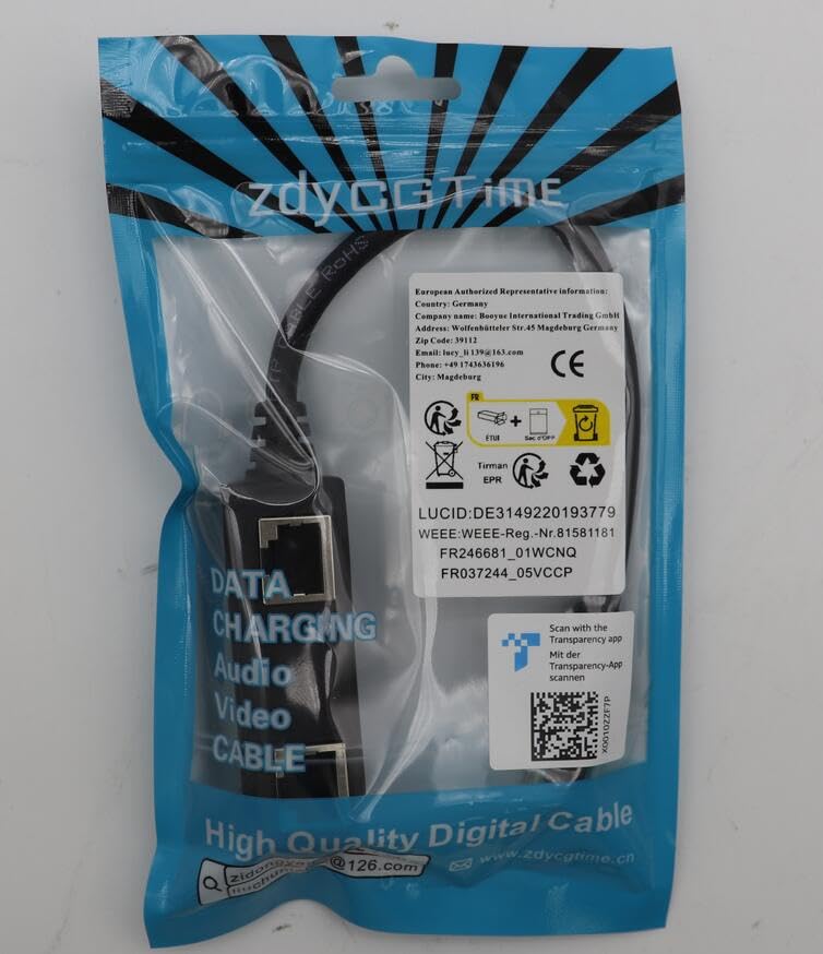 RJ45 Network Splitter Adapter Cable,zdyCGTime 1 RJ45 Male to 2 RJ45 Female Network Y Splitter Cable, LAN Connector, Suitable for Super Category 5 Ethernet, Category 6 Ethernet.(Black) (Black)
