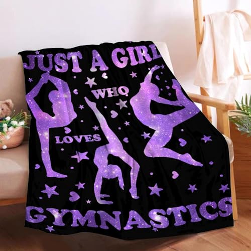 ARTBLANKET Just A Girl Who Loves Gymnastics Blanket for Fall Winter Spring All Season Warm Fuzzy 50x40 in for Small Kids/Child Microplush Fleece Summer Autumn Blankets for Couch Bed Sofa