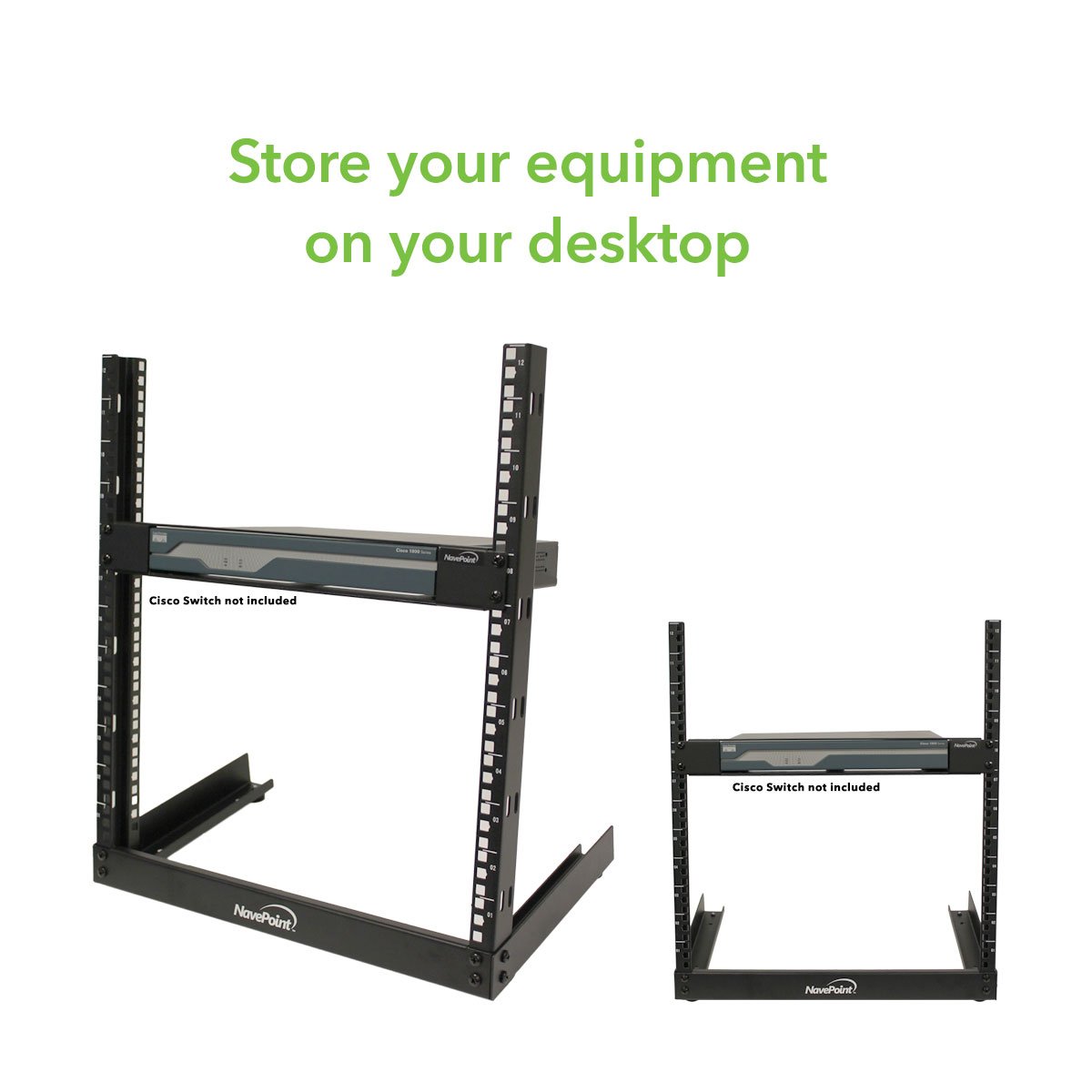 NavePoint 12U 19 Inch Desktop Open Frame 2 Post Server Desk Rack Free Standing W/Hardware