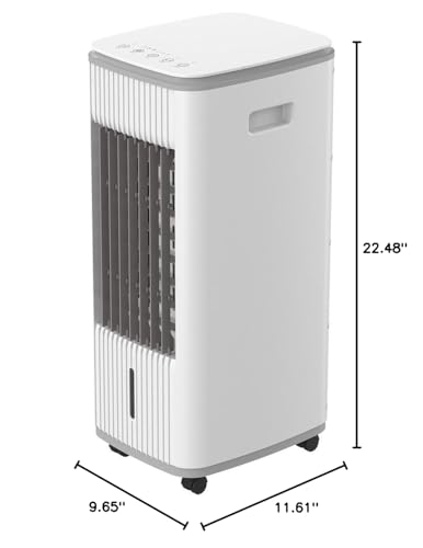 Evaporative Air Cooler, 3-IN-1 Windowless Portable Air Conditioner with Natural/Cooling/Humidifier & 3-Speed, 70° Oscillation & 7 Timer Remote Control, Swamp Cooler w/4 Ice Packs for Home & Kitchen