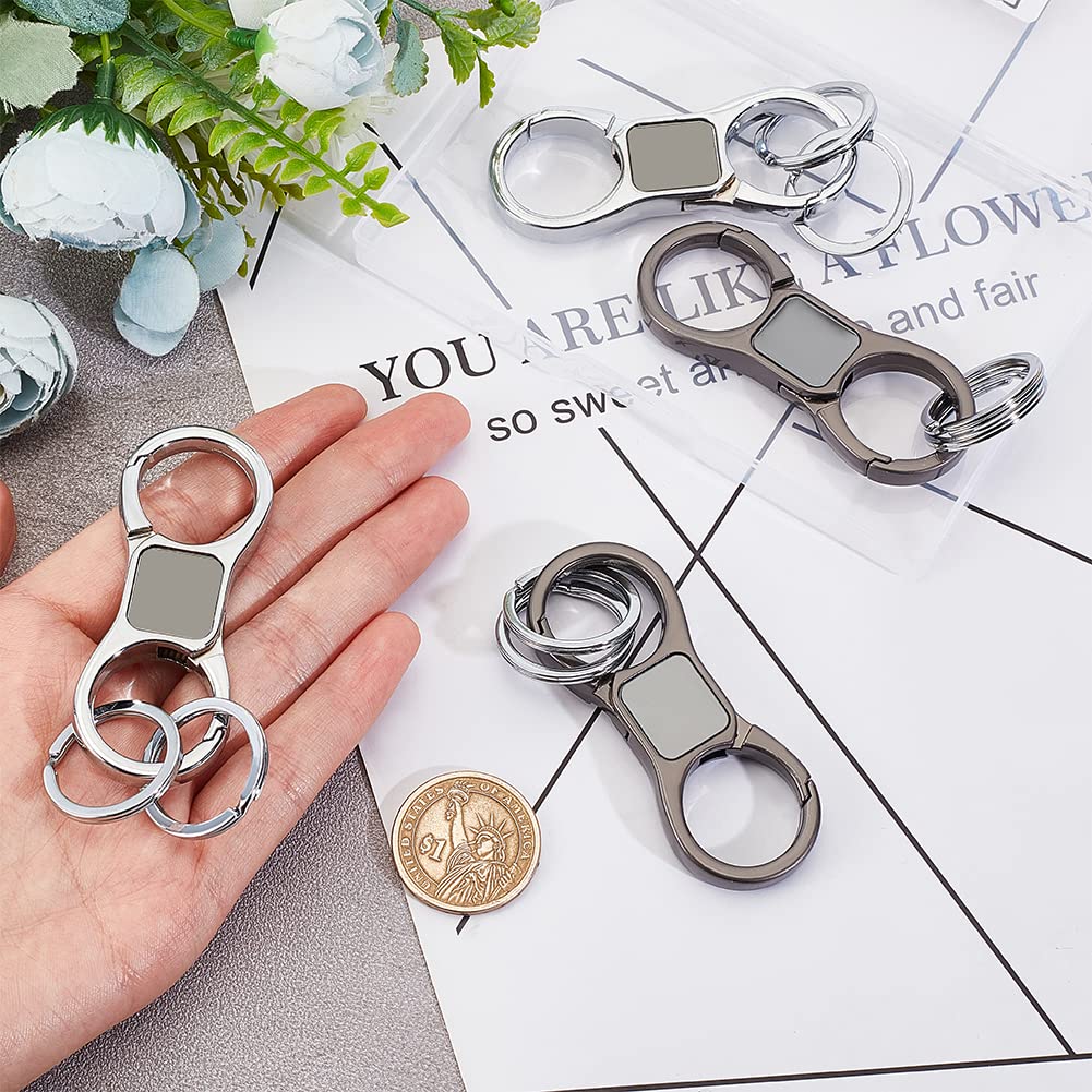 arricraft 4 Pcs Metal Alloy Keychain, Carabiner Clip Keyring with Quick-release Spring Snap Clip Key Chain Keyfob Key Holder With Hook for Car Keys
